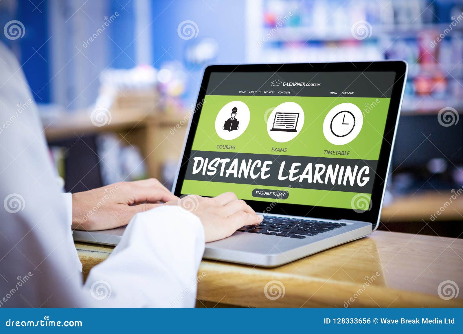 Composite 3d Image of Graphic Image of E-learning Interface on Screen ...