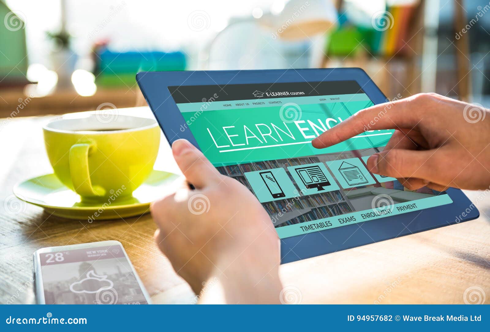 Composite 3d Image of Image of E-learning Interface on Screen Stock ...