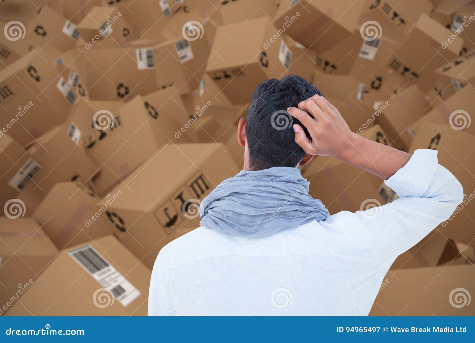 Composite 3d Image of Rear View of a Hipster with One Hand on Head ...