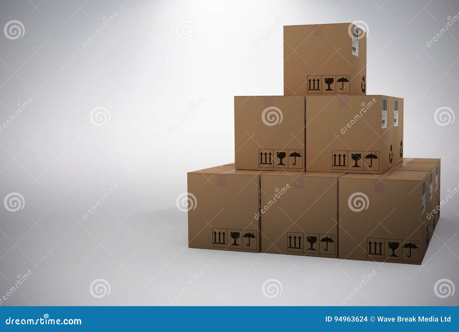 Composite 3d Image of Stack of Brown Packed Cardboard Boxes Stock ...