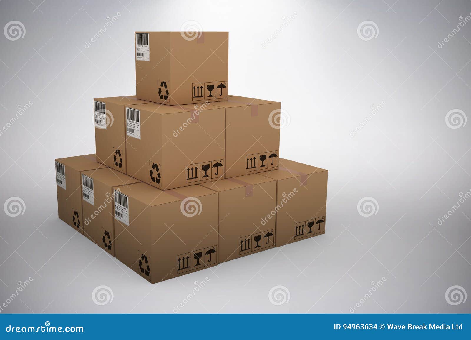 Composite 3d Image of Stack of Packed Cardboard Boxes Stock ...