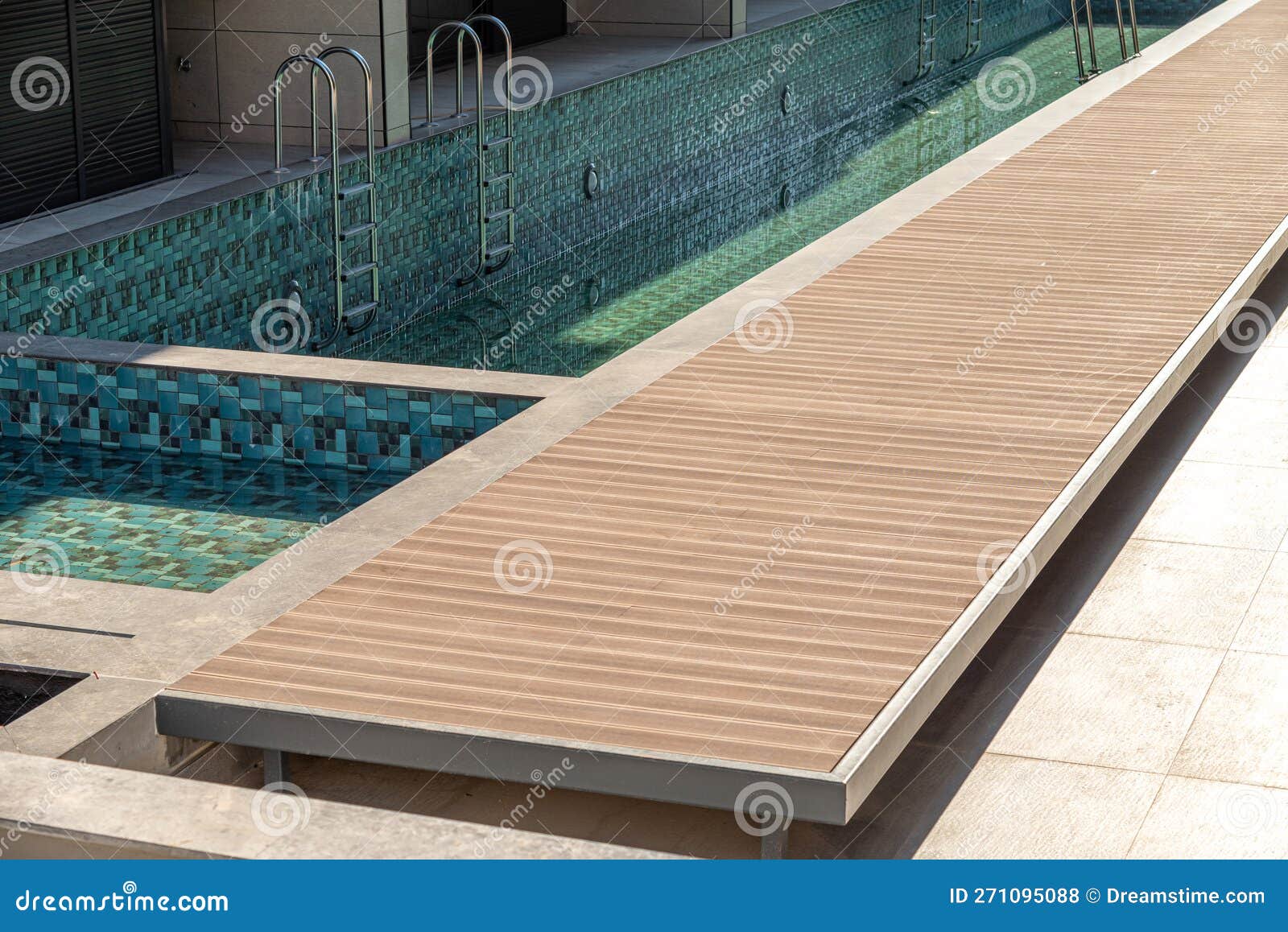 Composite Deck Installed on the Edge of the Swimming Pool Stock Photo ...
