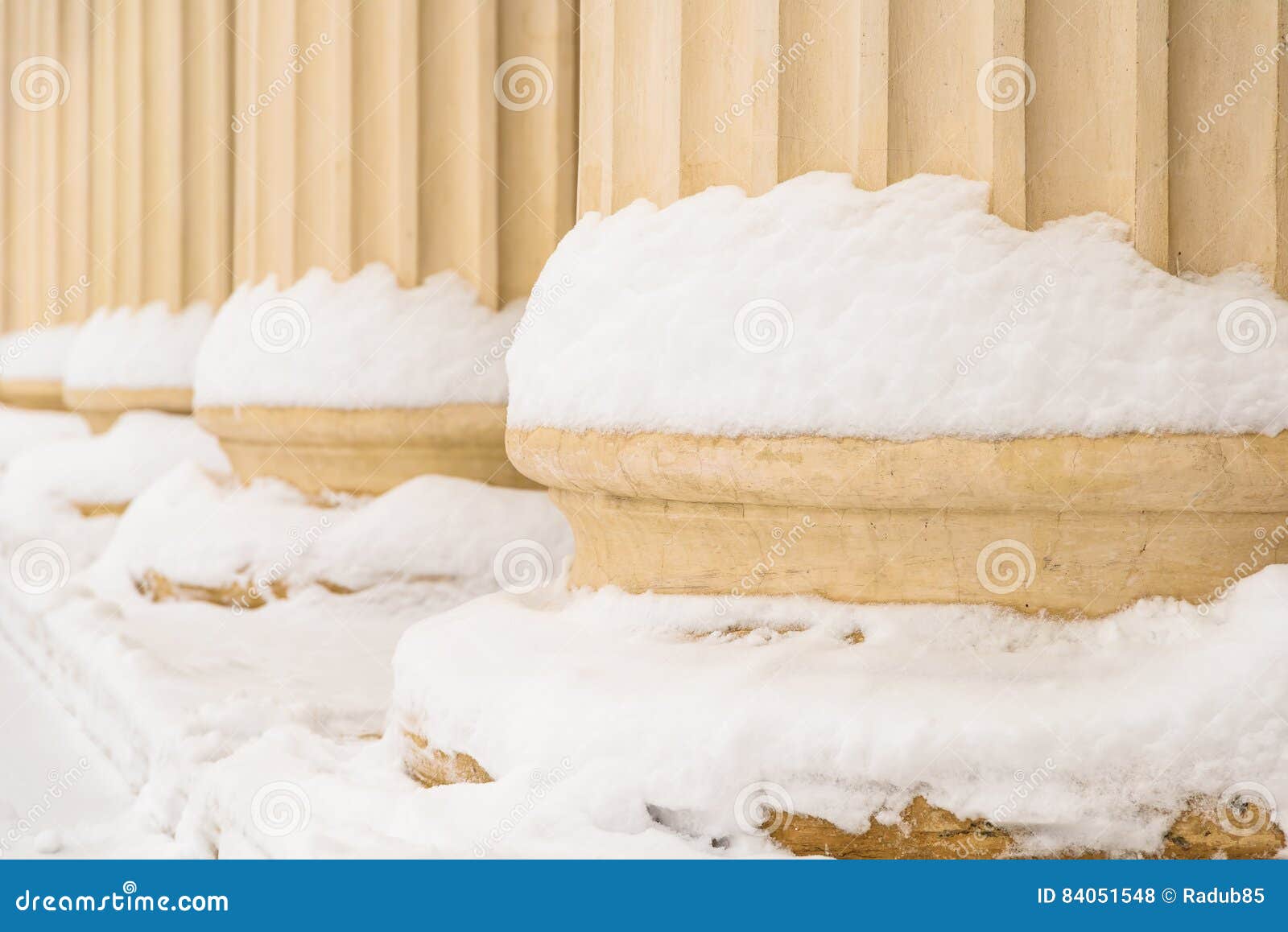 Composite Greek Style Columns in Winter Stock Photo - Image of ...