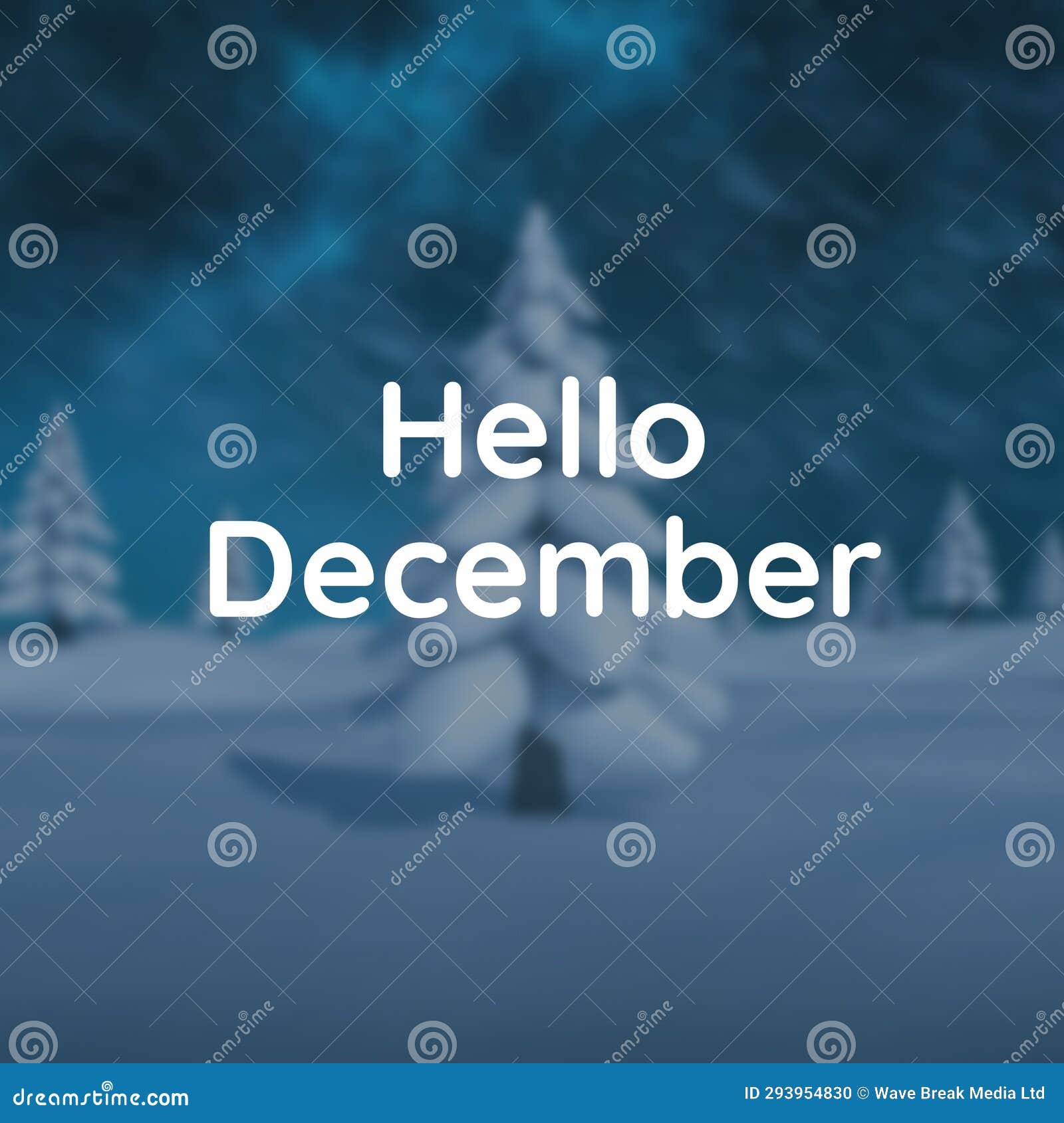 Composite of Hello December Text Over Winter Scenery Stock Photo ...