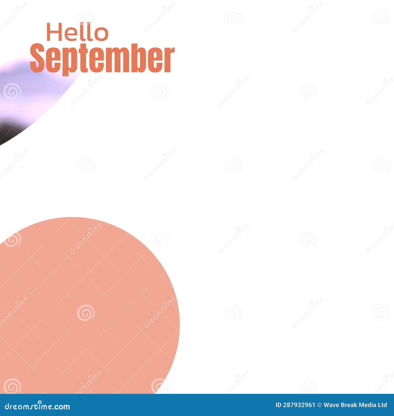 Composite of Hello September Text Over Orange Circle and Copy Space on ...