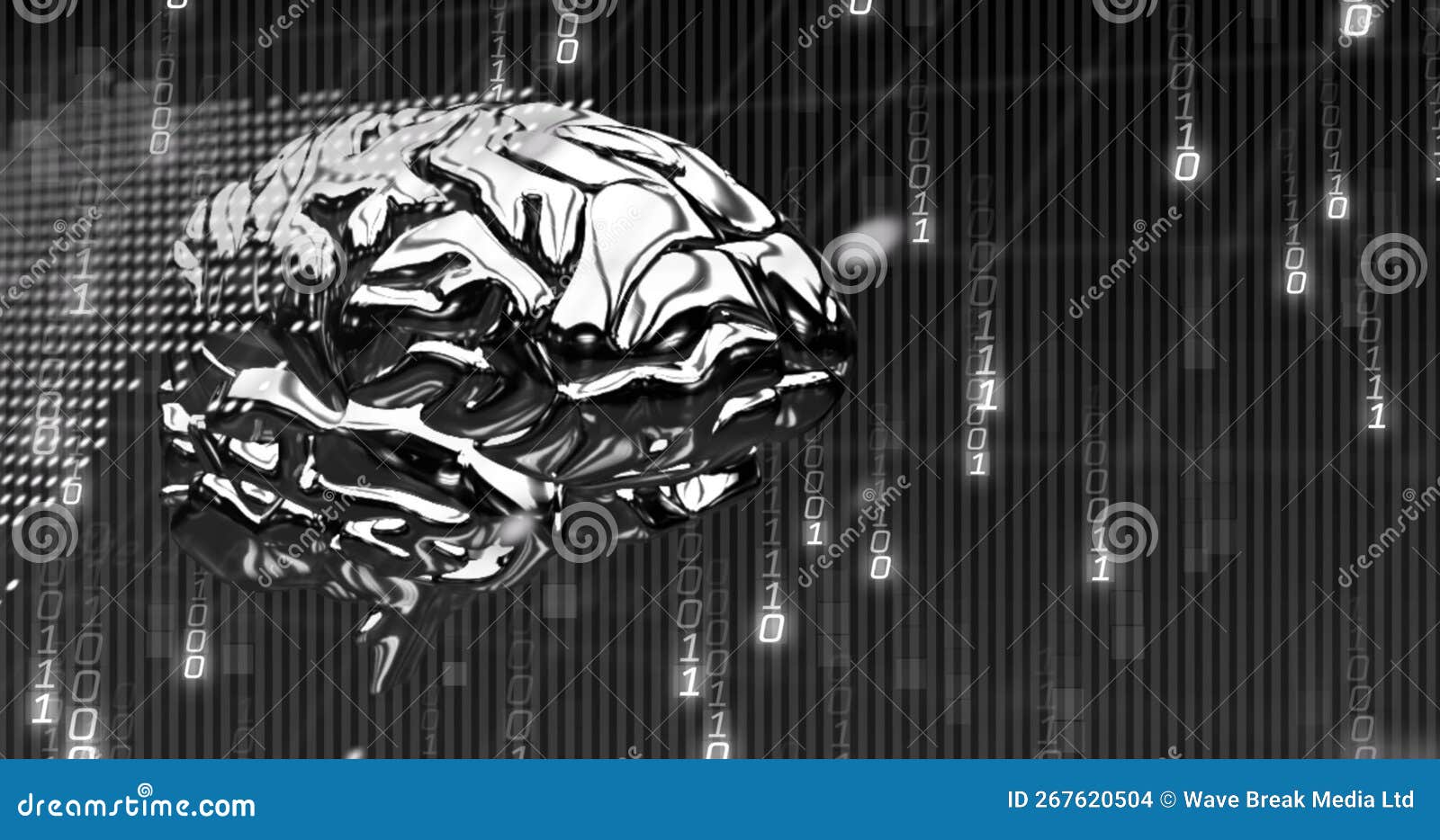 Composite Of Human Brain Binary Coding And Data Processing Stock 2643