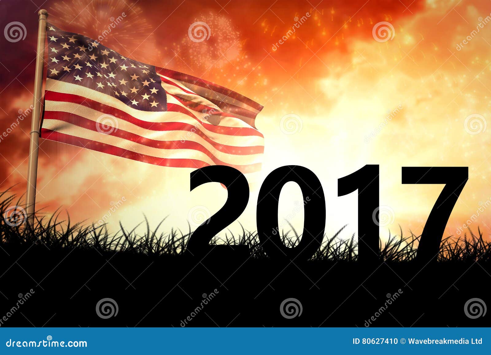 Composite image of 2017 stock illustration. Illustration of firework ...