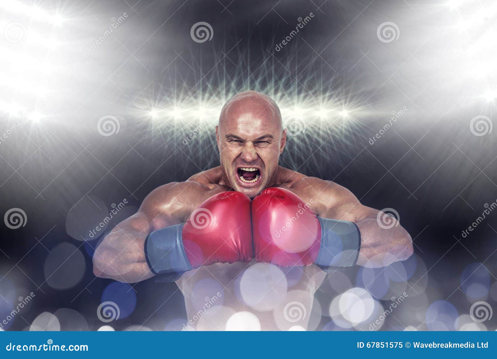 Composite Image of Aggressive Boxer Flexing Muscles Stock Image - Image ...