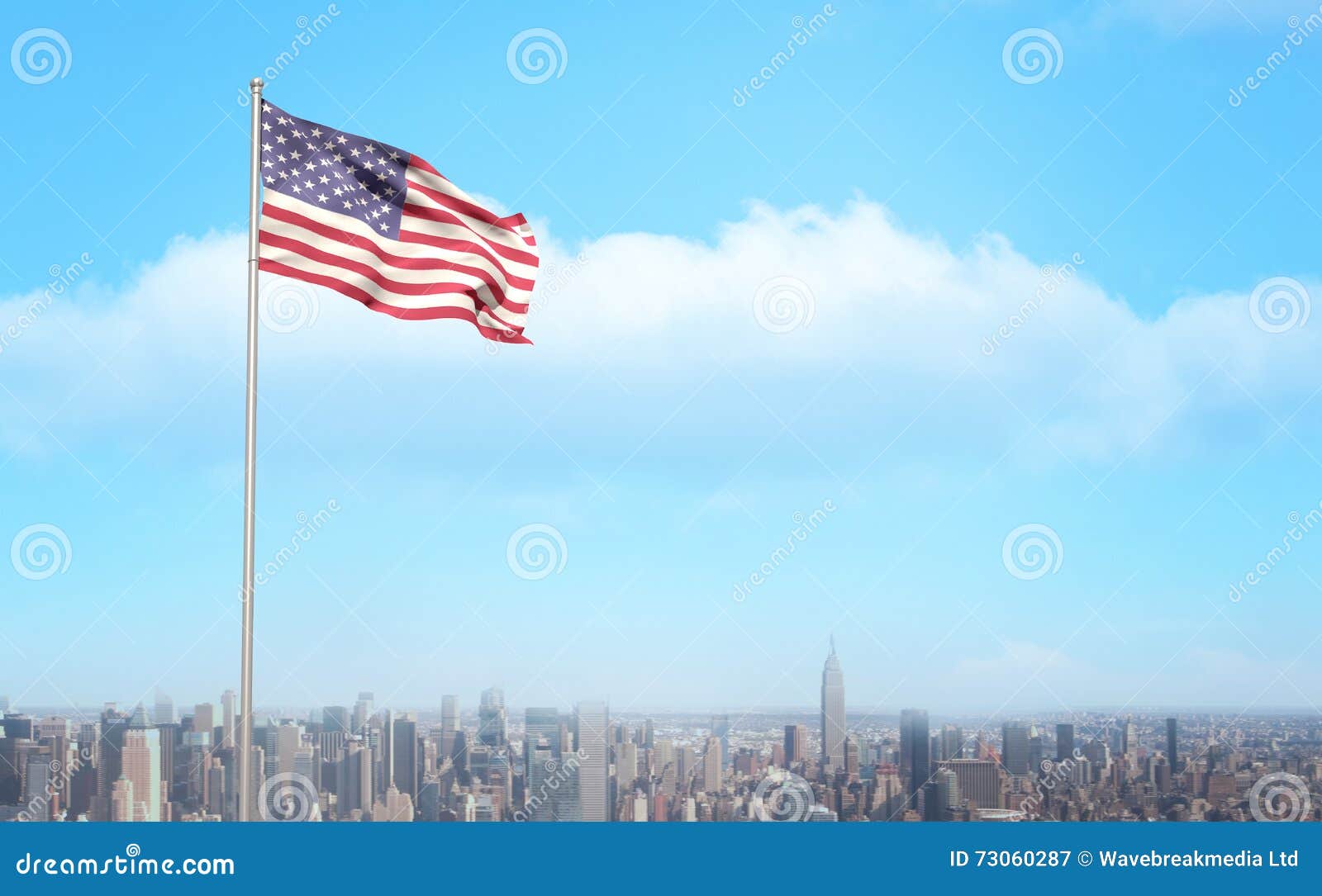 Composite Image of American Flag Waving on Pole Stock Illustration ...