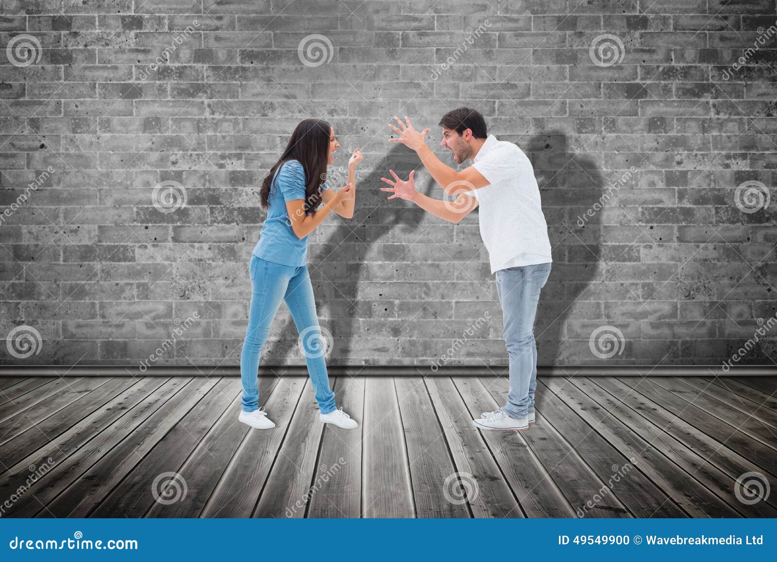 Composite Image of Angry Couple Shouting at Each Other Stock Photo ...