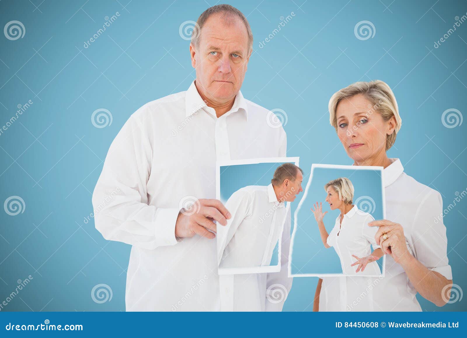 Composite Image of Angry Older Couple Arguing with Each Other Stock ...