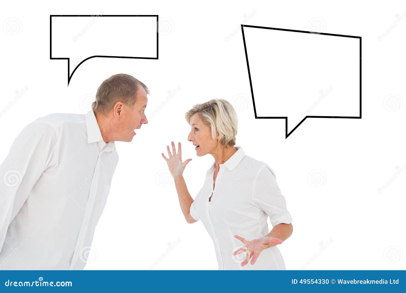Composite Image of Angry Older Couple Arguing with Each Other Stock ...