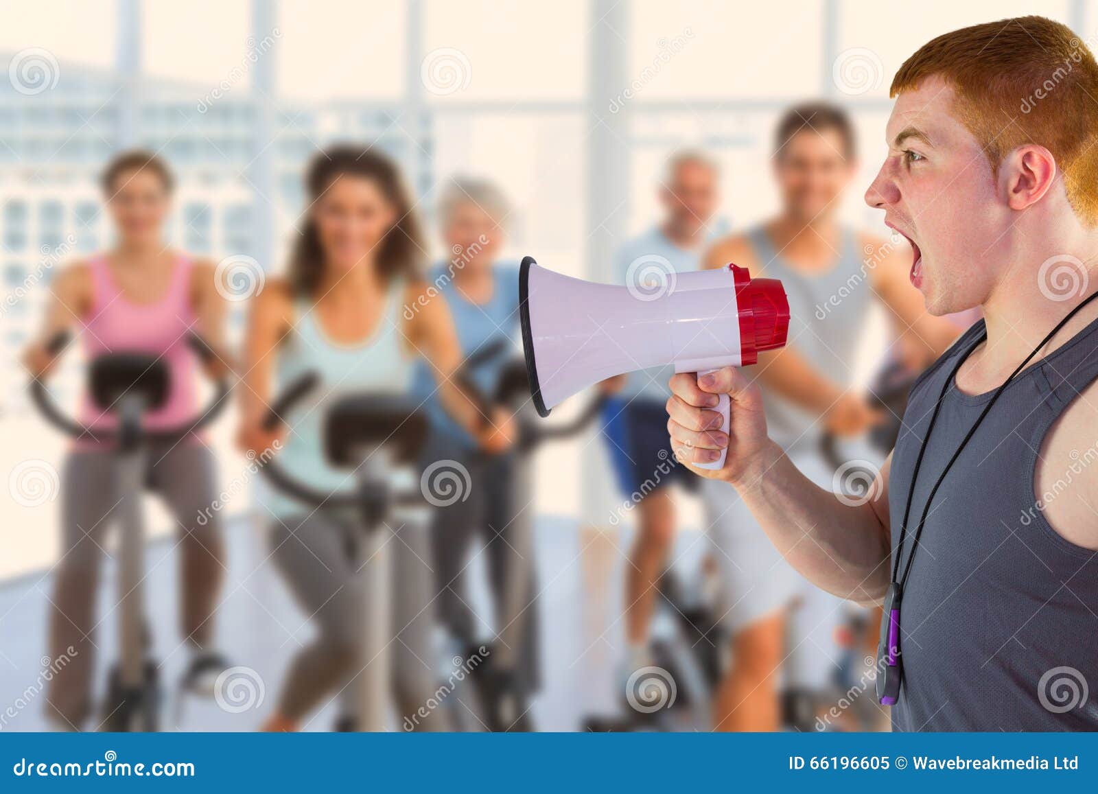 Angry Trainer Blowing Whistle And Holding Stopwatch Royalty-Free Stock ...