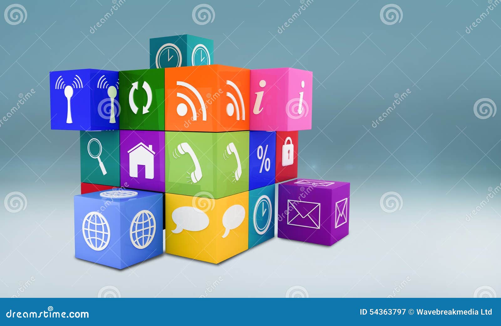 Composite Image of App Cube Stock Illustration - Illustration of colour ...