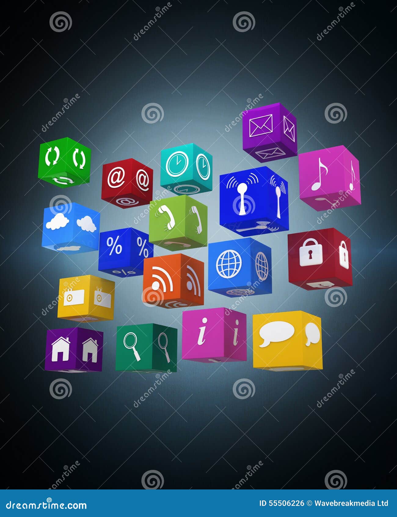 Composite Image of App Cubes Stock Illustration - Illustration of ...