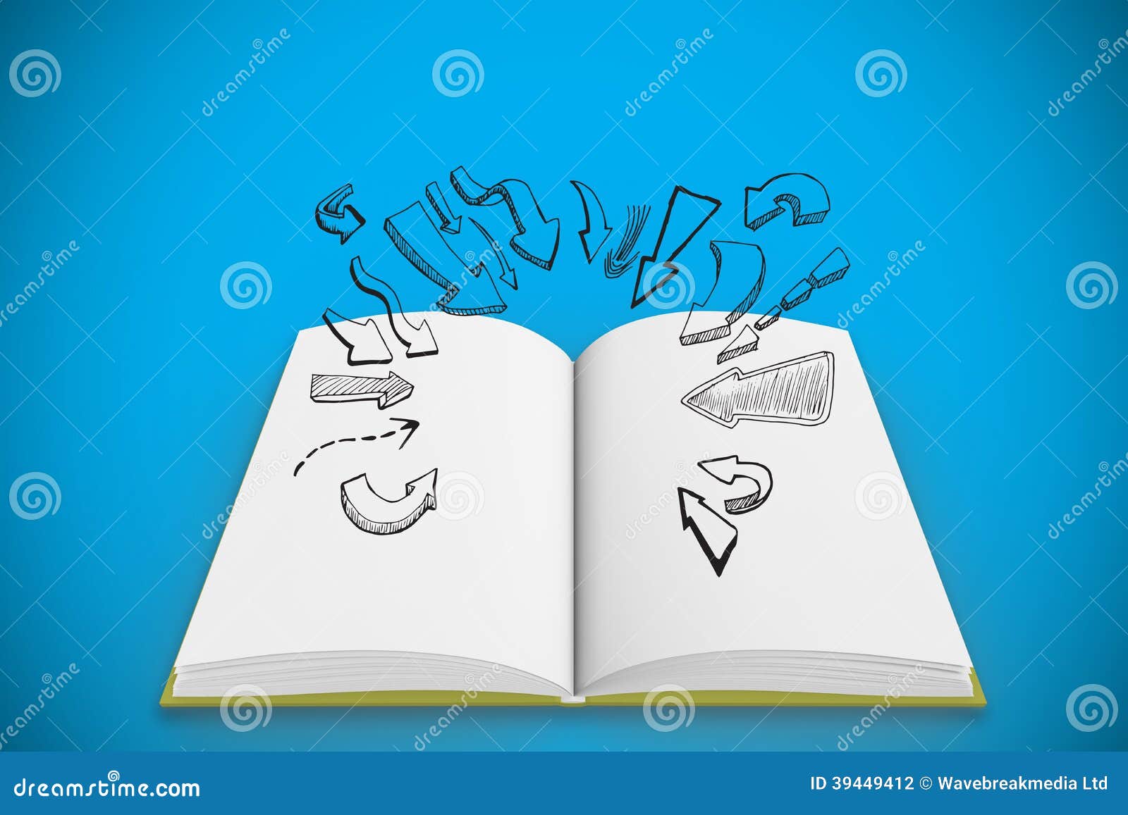 Composite Image of Arrows on Open Book Stock Illustration ...