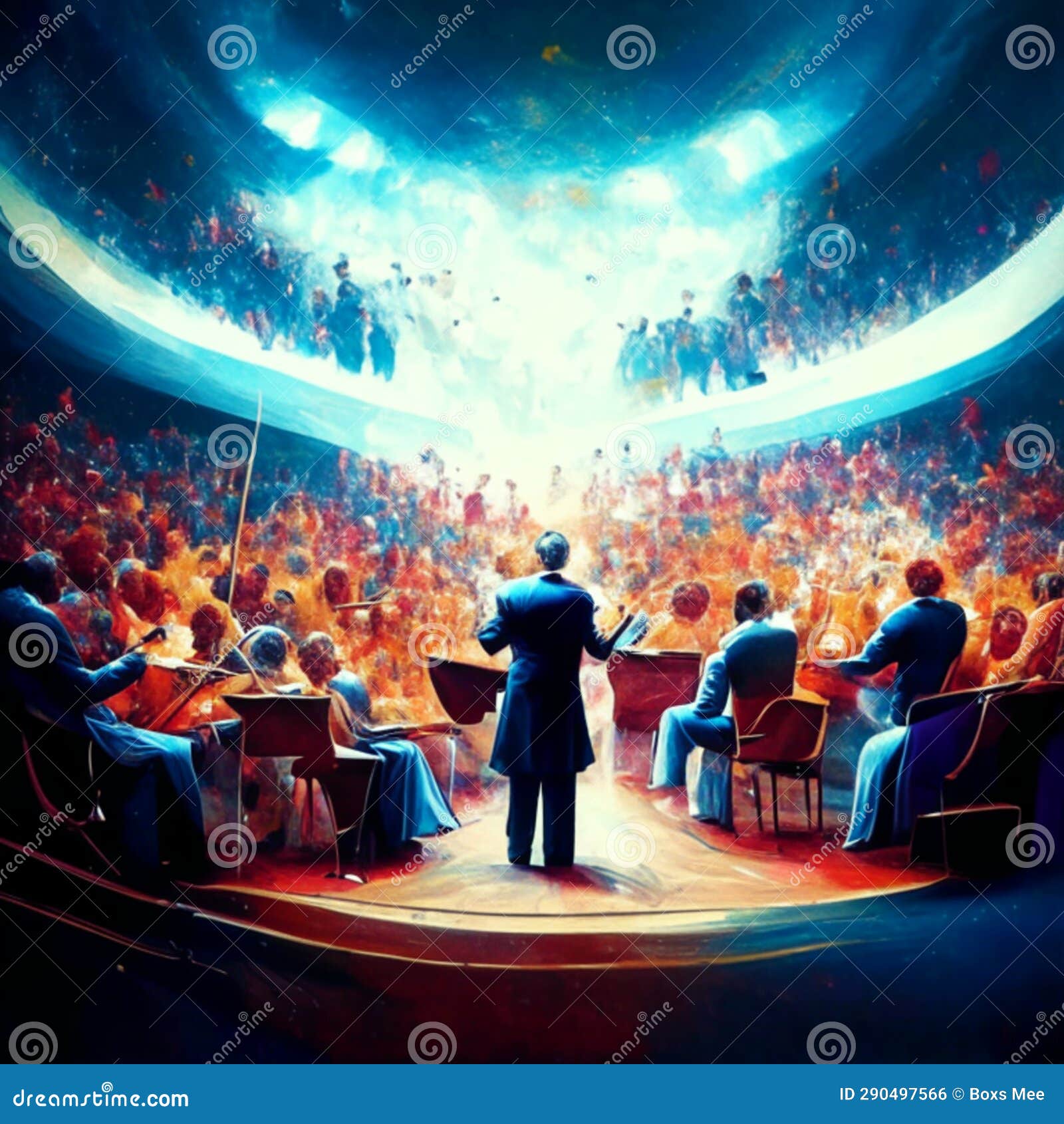 Composite Image of Audience in a Concert Hall. 3d Rendering Generative ...