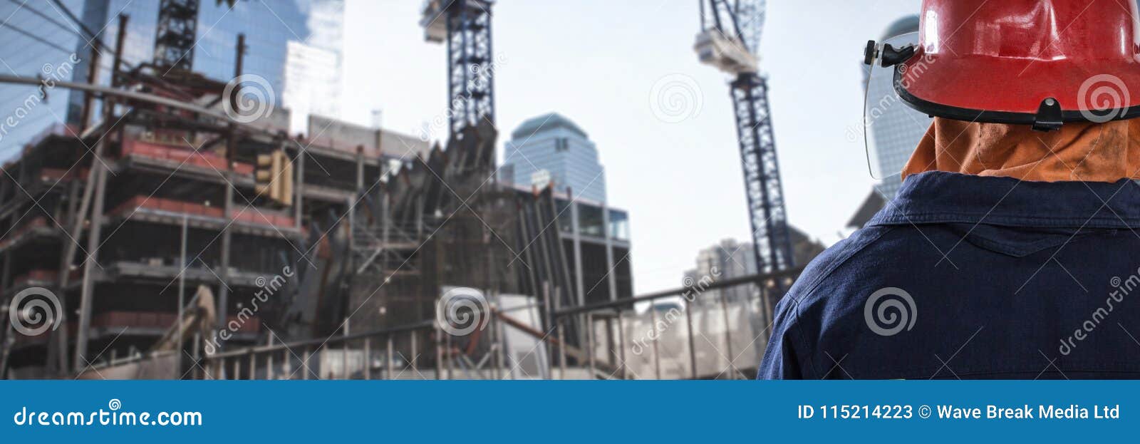 Composite Image of Back of Firefighter Stock Image - Image of fence ...