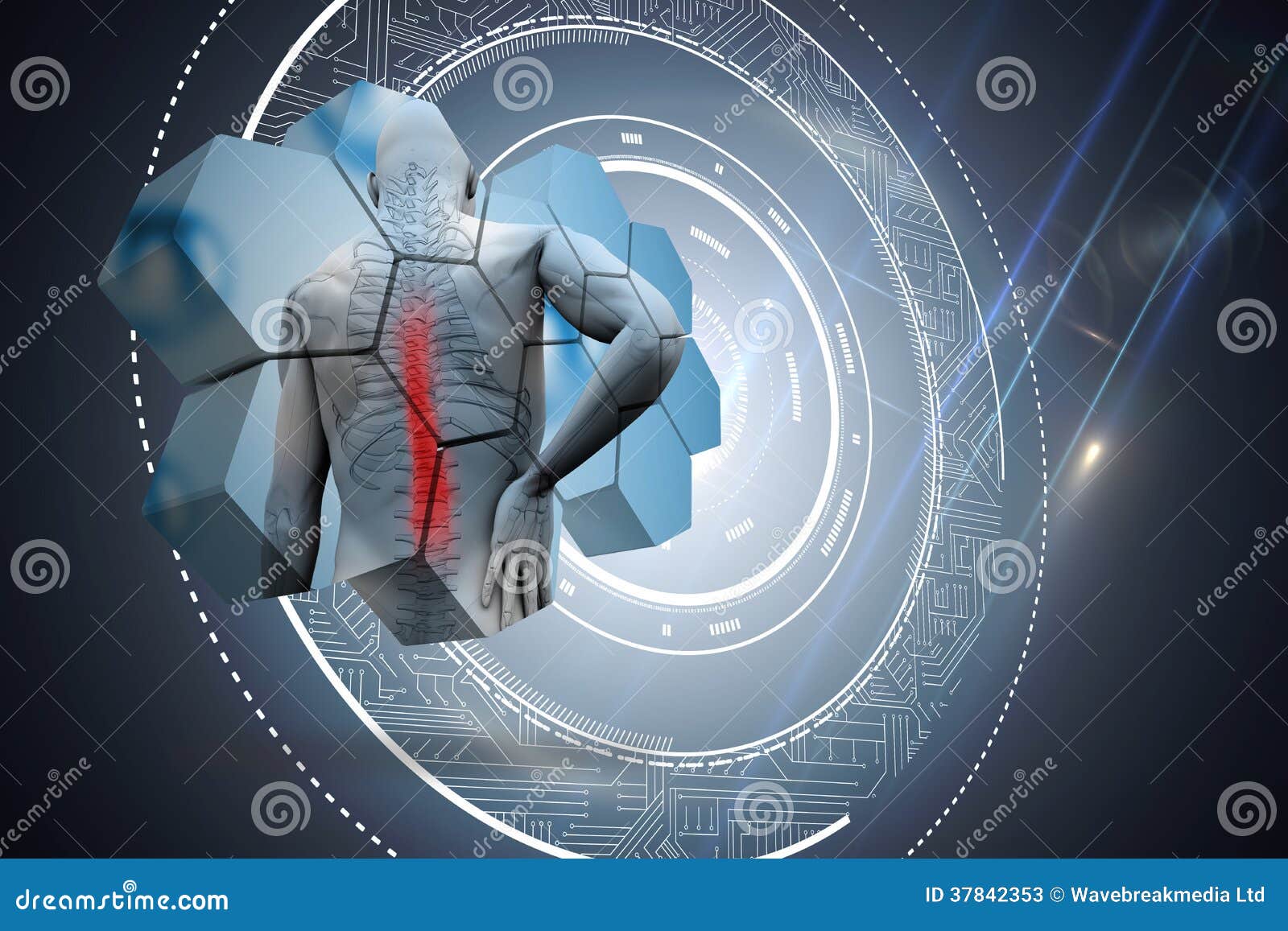 Composite Image of Back Injury Diagram on Abstract Screen Stock ...