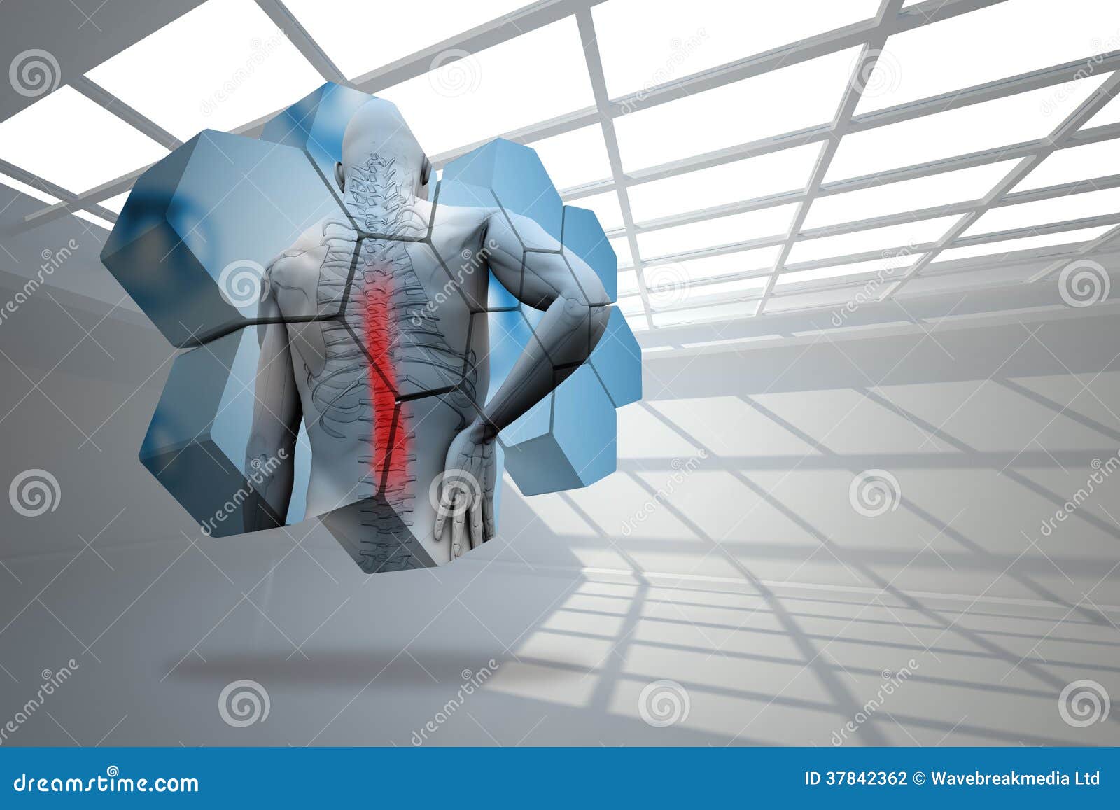 Composite Image of Back Injury Diagram on Abstract Screen Stock ...