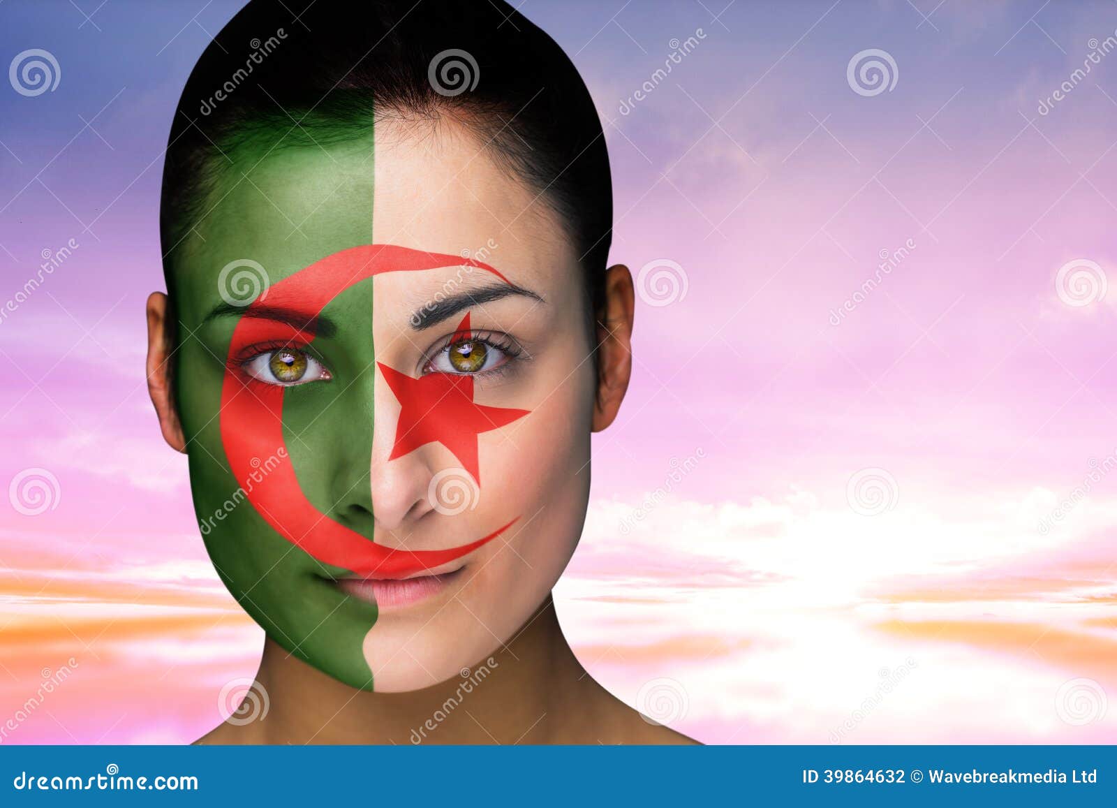 Composite Image of Beautiful Brunette in Algeria Facepaint Stock Photo ...
