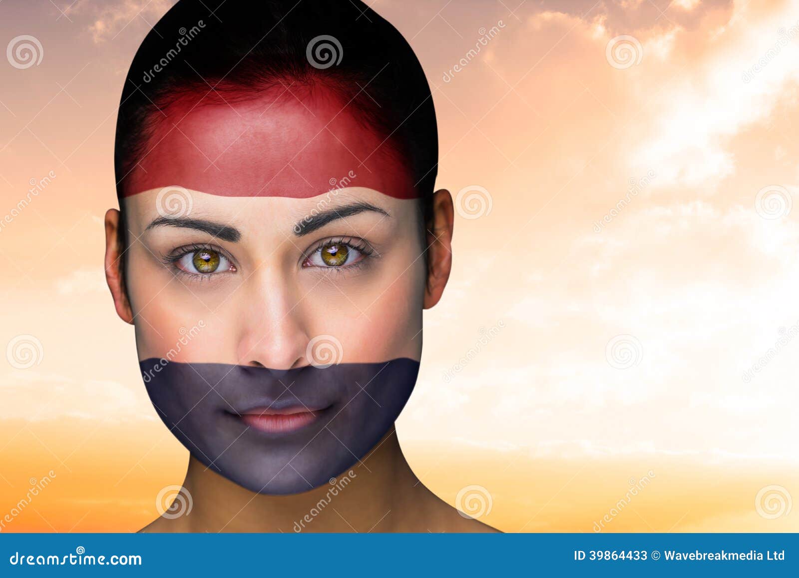 Composite Image of Beautiful Brunette in Netherlands Facepaint Stock ...