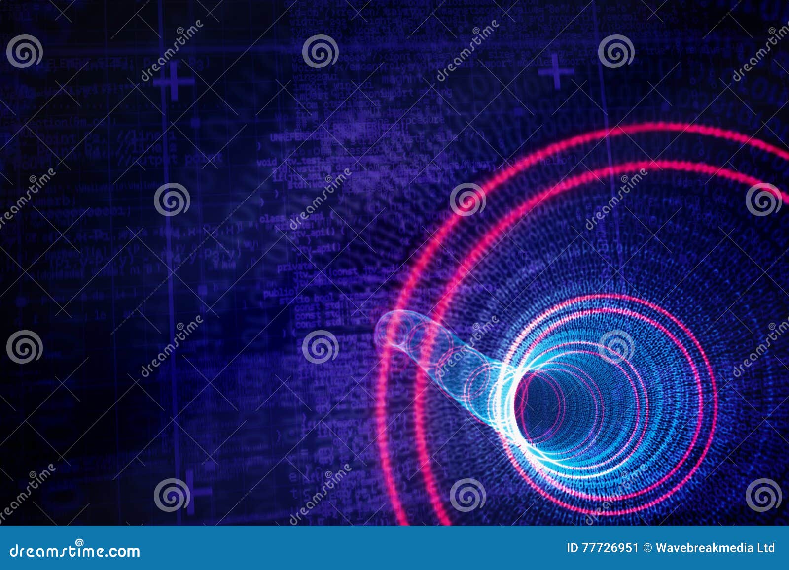 Composite Image of Binary Spiral with Red Glow Stock Illustration ...
