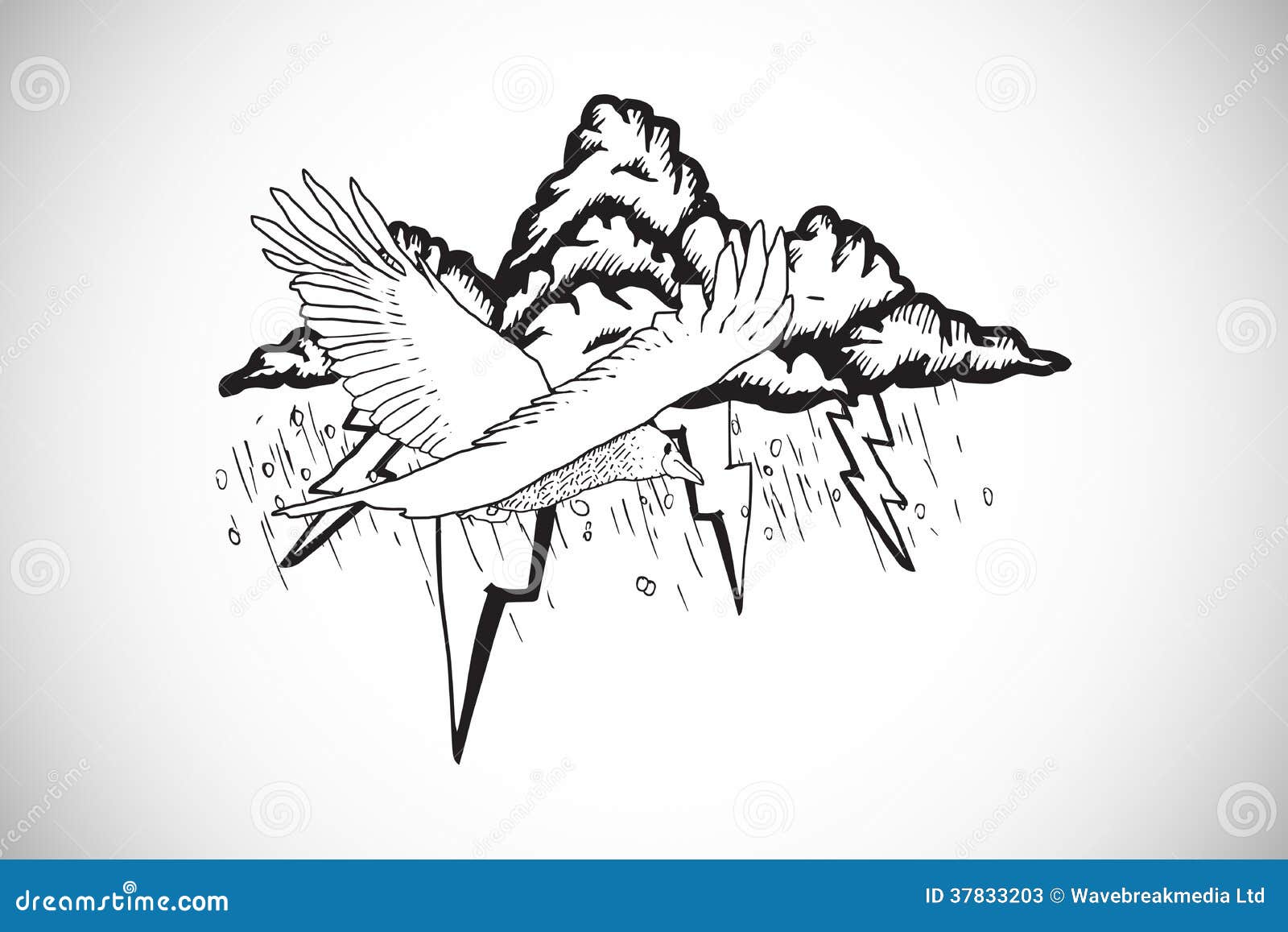 Composite Image of Bird Flying in a Storm Doodle Stock Illustration ...