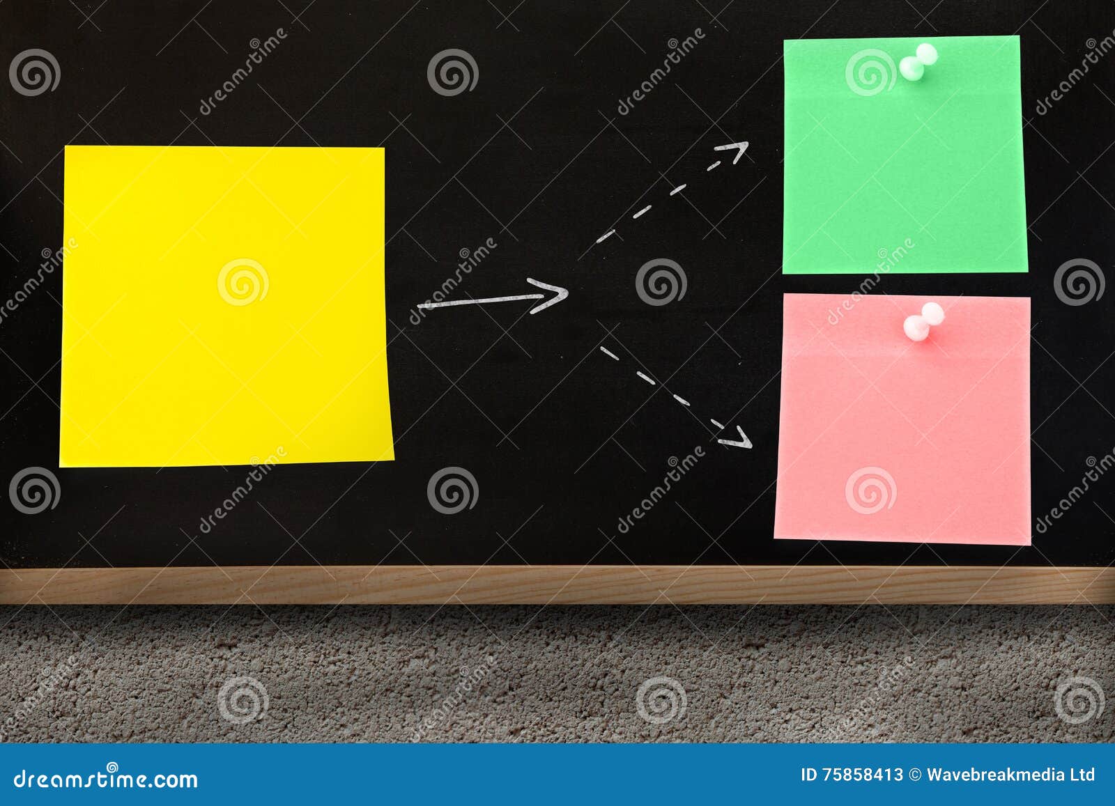 Composite Image of Blank Green Sticky Note with Thumbtack Stock Image ...