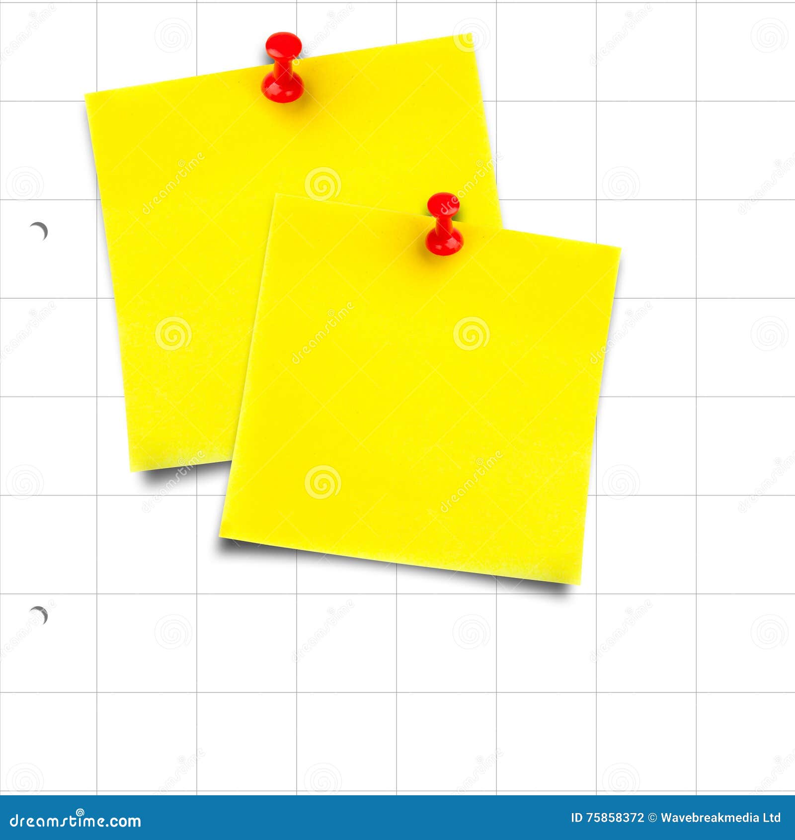 Composite Image of Blank Yellow Sticky Note with Thumbtack Stock ...