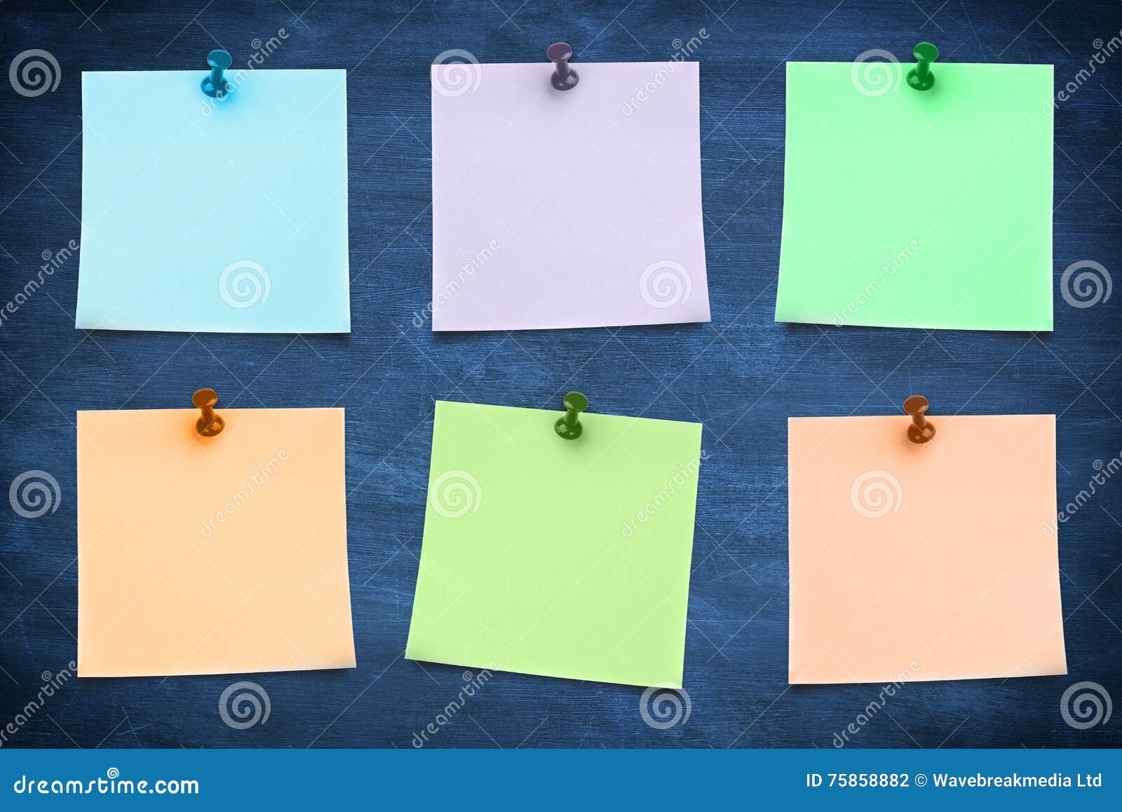 Composite Image of Blue Sticky Note with Thumbtack Stock Photo - Image ...