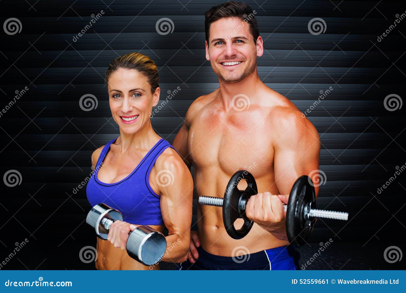 Composite Image of Bodybuilding Couple Stock Illustration ...