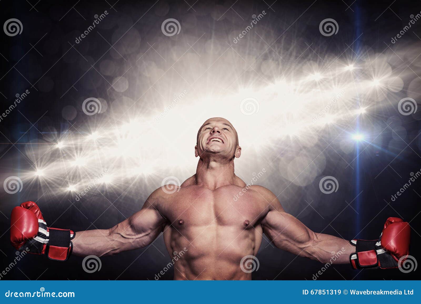 Composite Image of Boxer with Arms Outstretched Stock Image - Image of ...