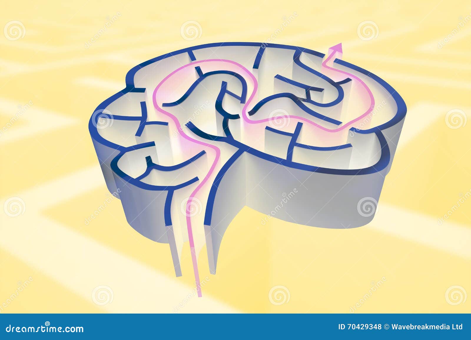 Composite Image of Brain Maze with Arrow Stock Illustration ...