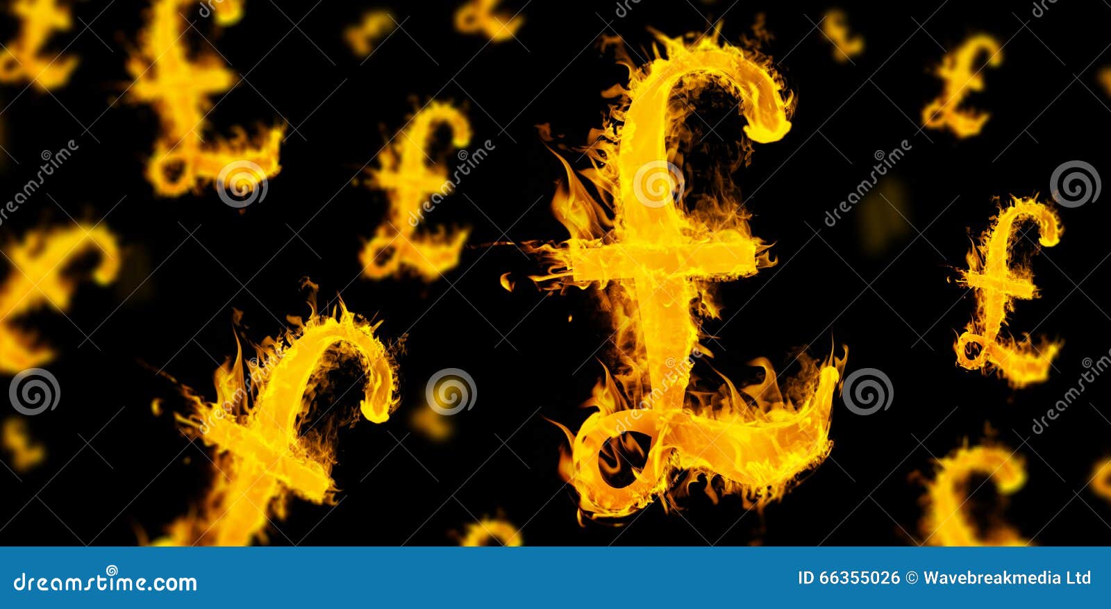 Composite Image of British Pound on Fire Stock Illustration ...