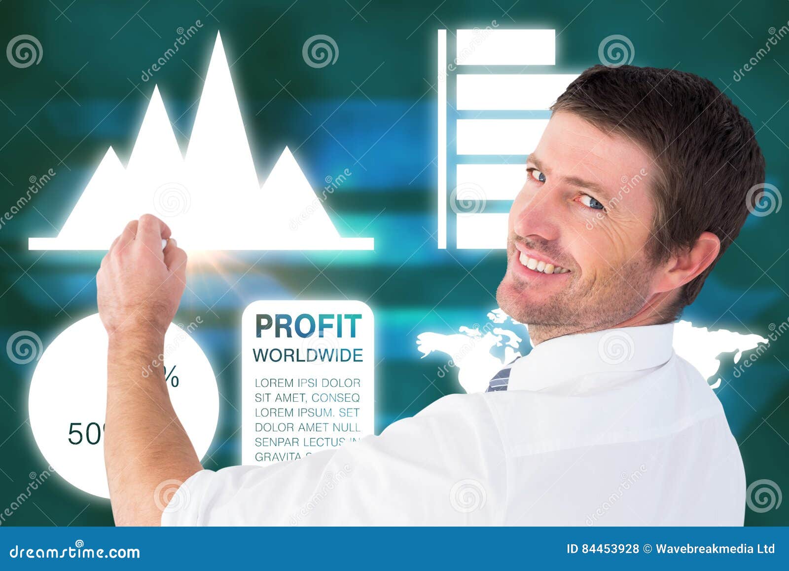 Composite Image of Business Man Writing with Chalk Stock Photo - Image ...