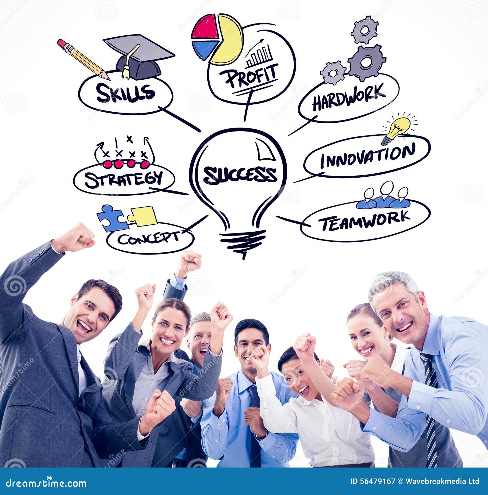 Composite Image of Business People Cheering in Office Stock Image ...