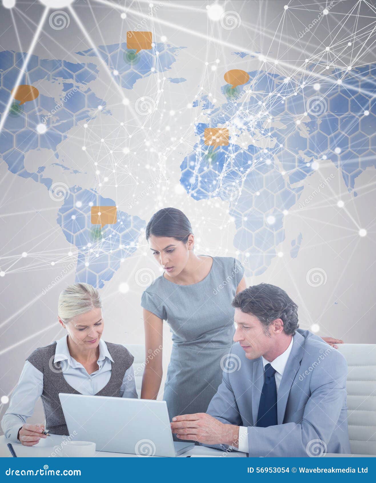 Composite Image of Business People Using Laptop Stock Photo - Image of ...