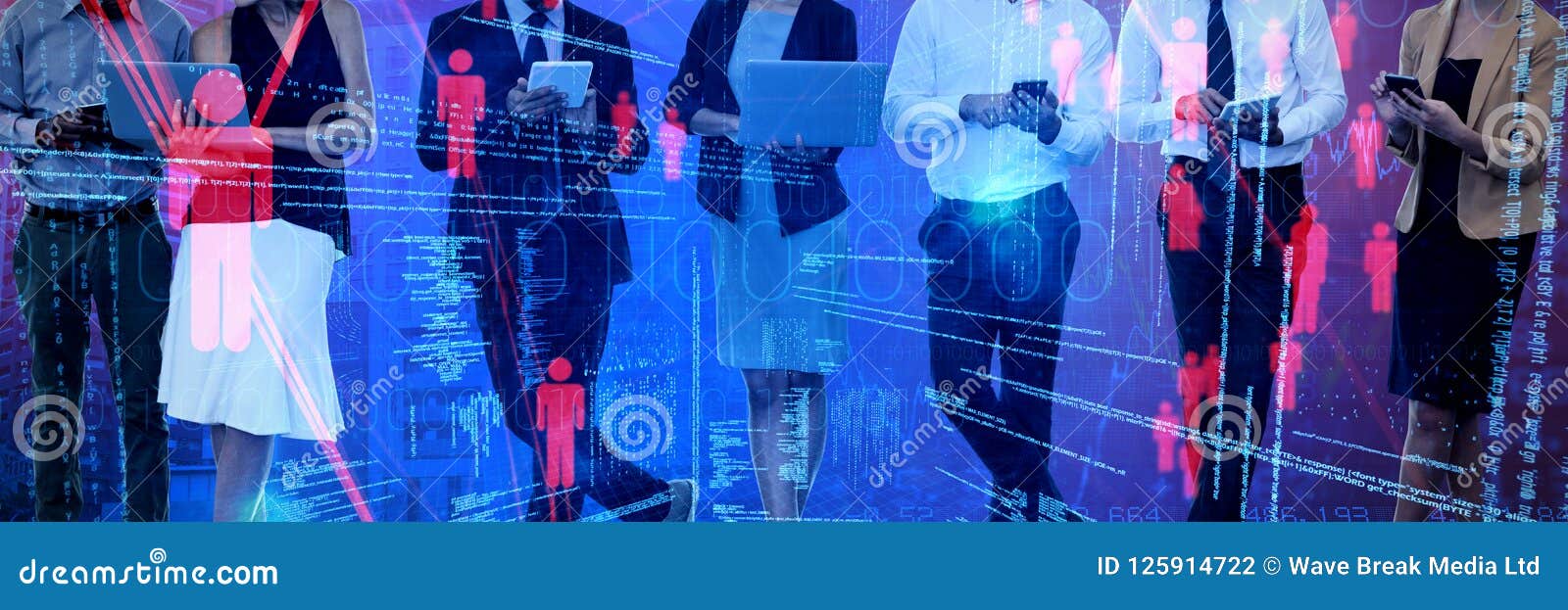 Composite Image of Business People Using Technology Over White ...