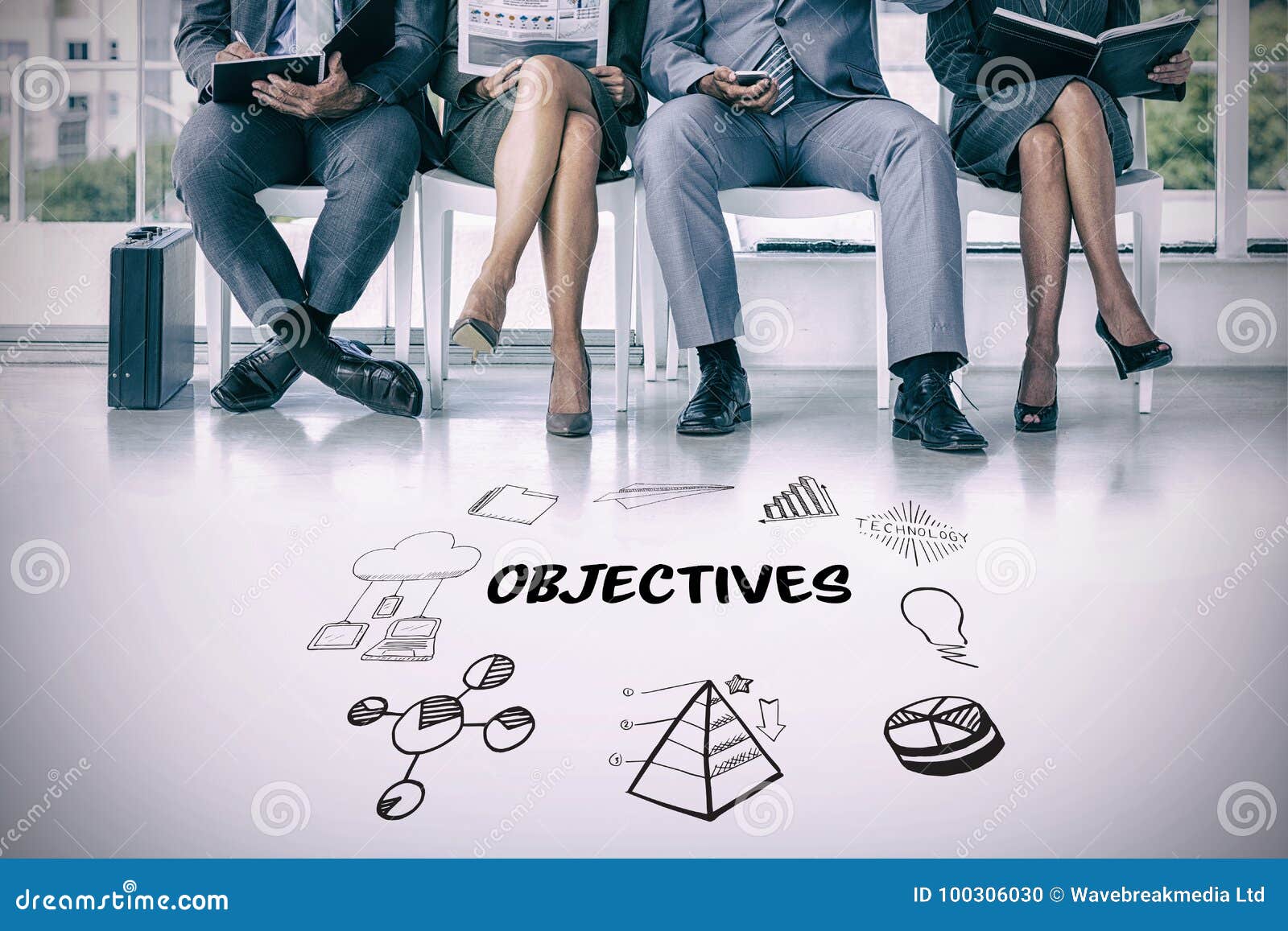 Composite Image of Business People Waiting To Be Called into Interview ...