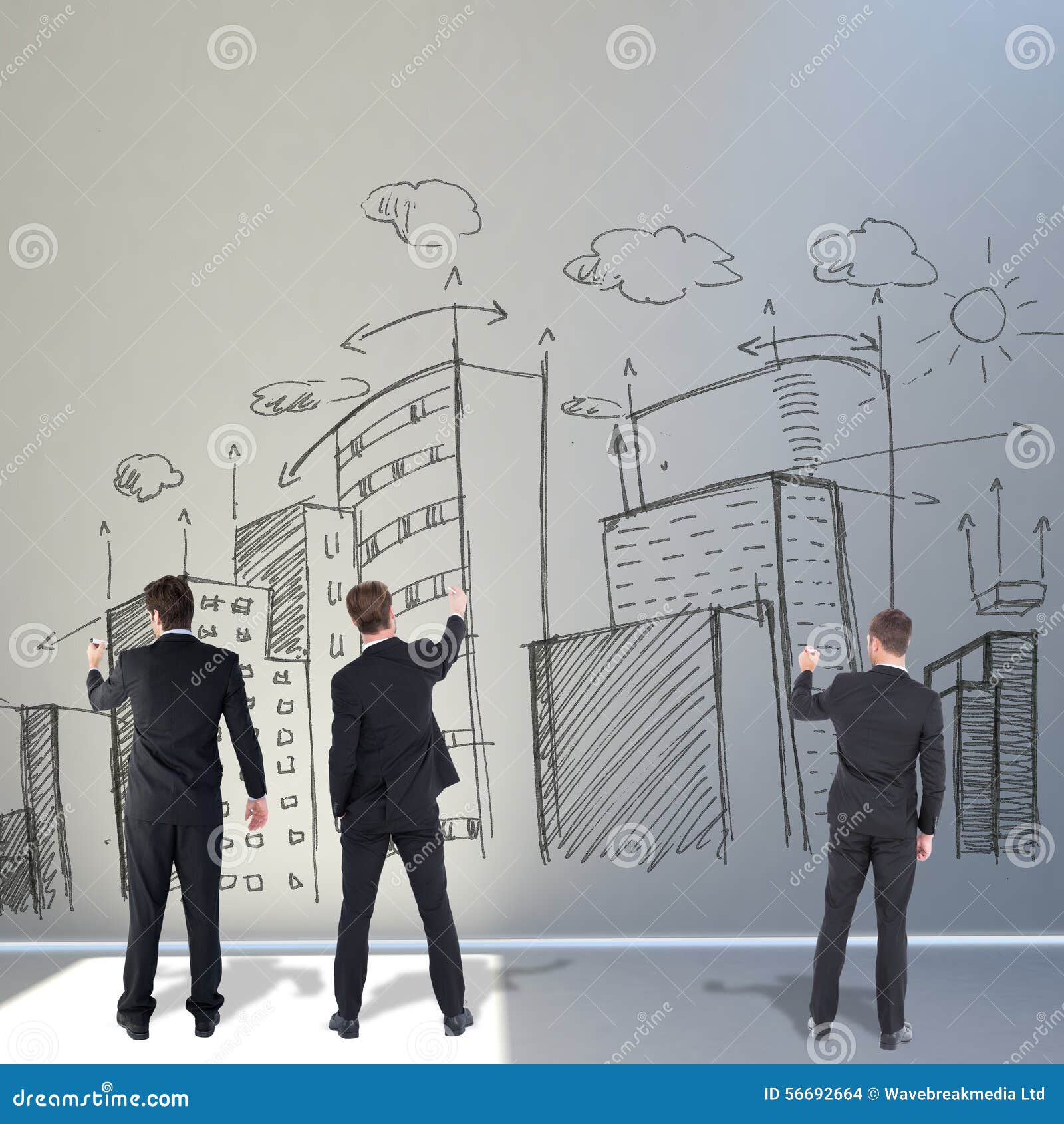 Composite Image of Business Team Writing Stock Photo - Image of ...