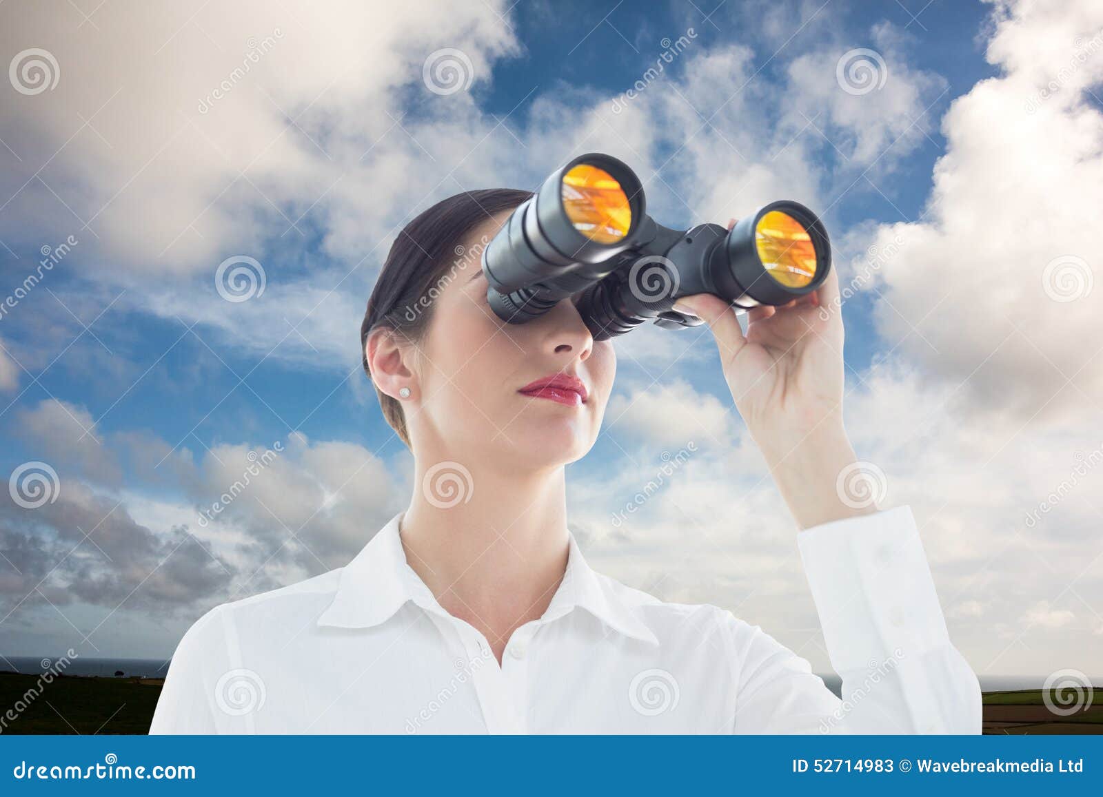 Composite Image of Business Woman Looking through Binoculars Stock ...