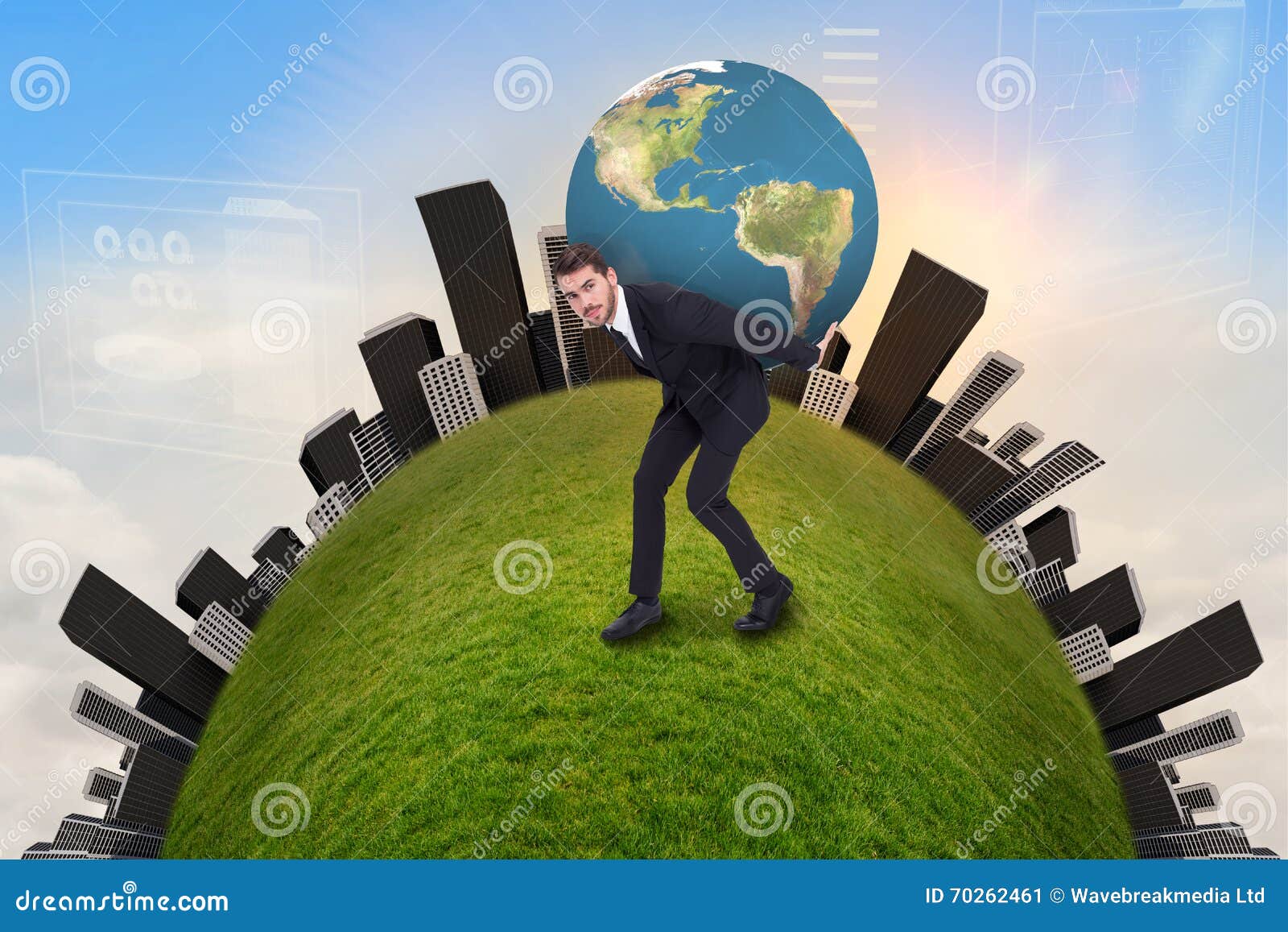 Composite Image of Businessman Carrying the World Stock Illustration ...