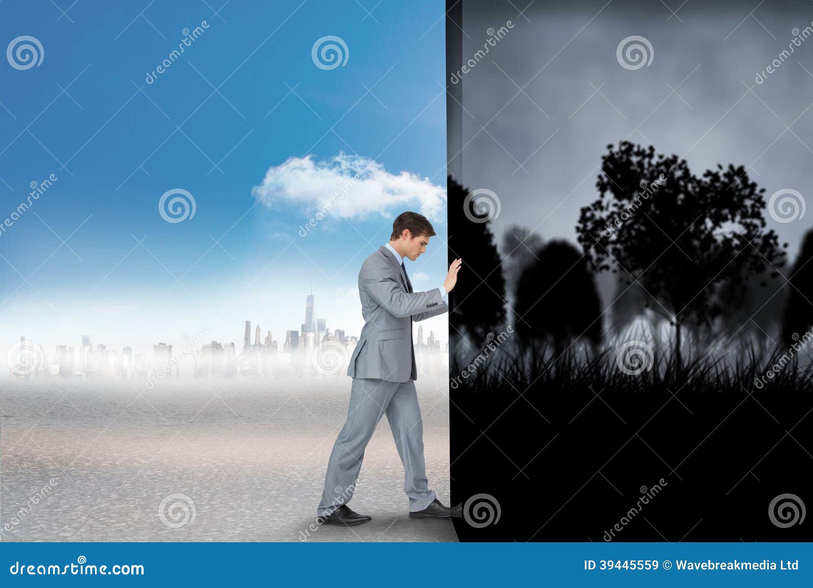 Composite Image of Businessman Changing Scenes Stock Image - Image of ...
