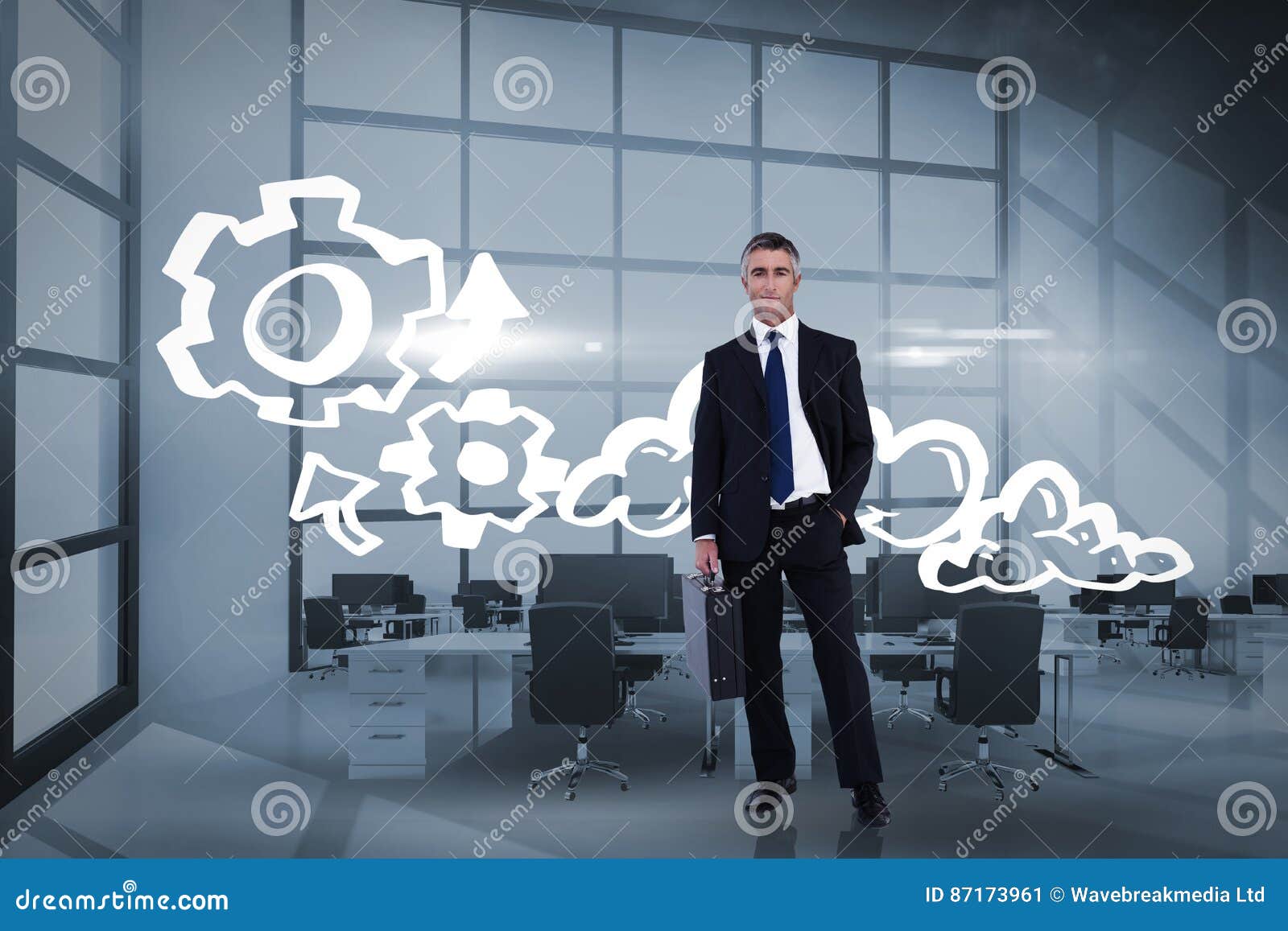 Composite Image of Businessman Crossing Finish Line and Cheering Stock ...