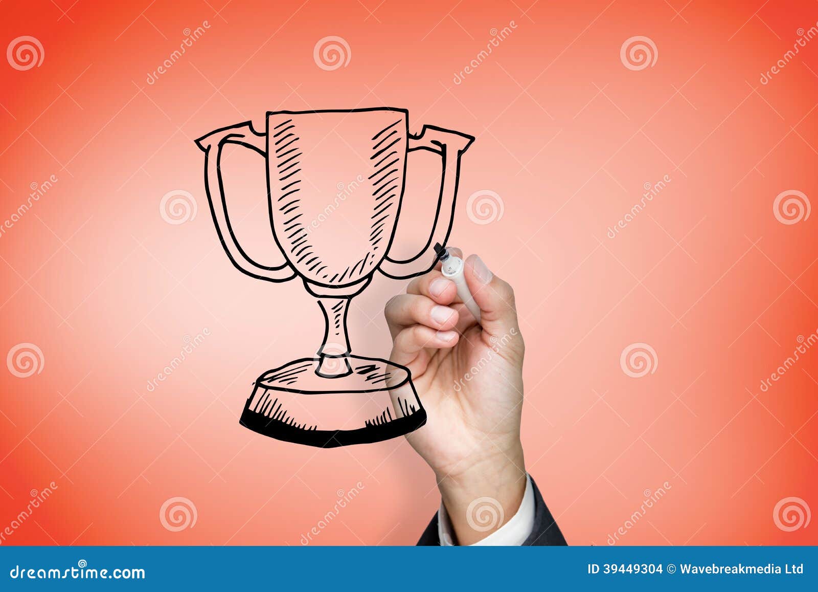 Composite Image of Businessman Drawing Winners Cup Stock Photo - Image ...