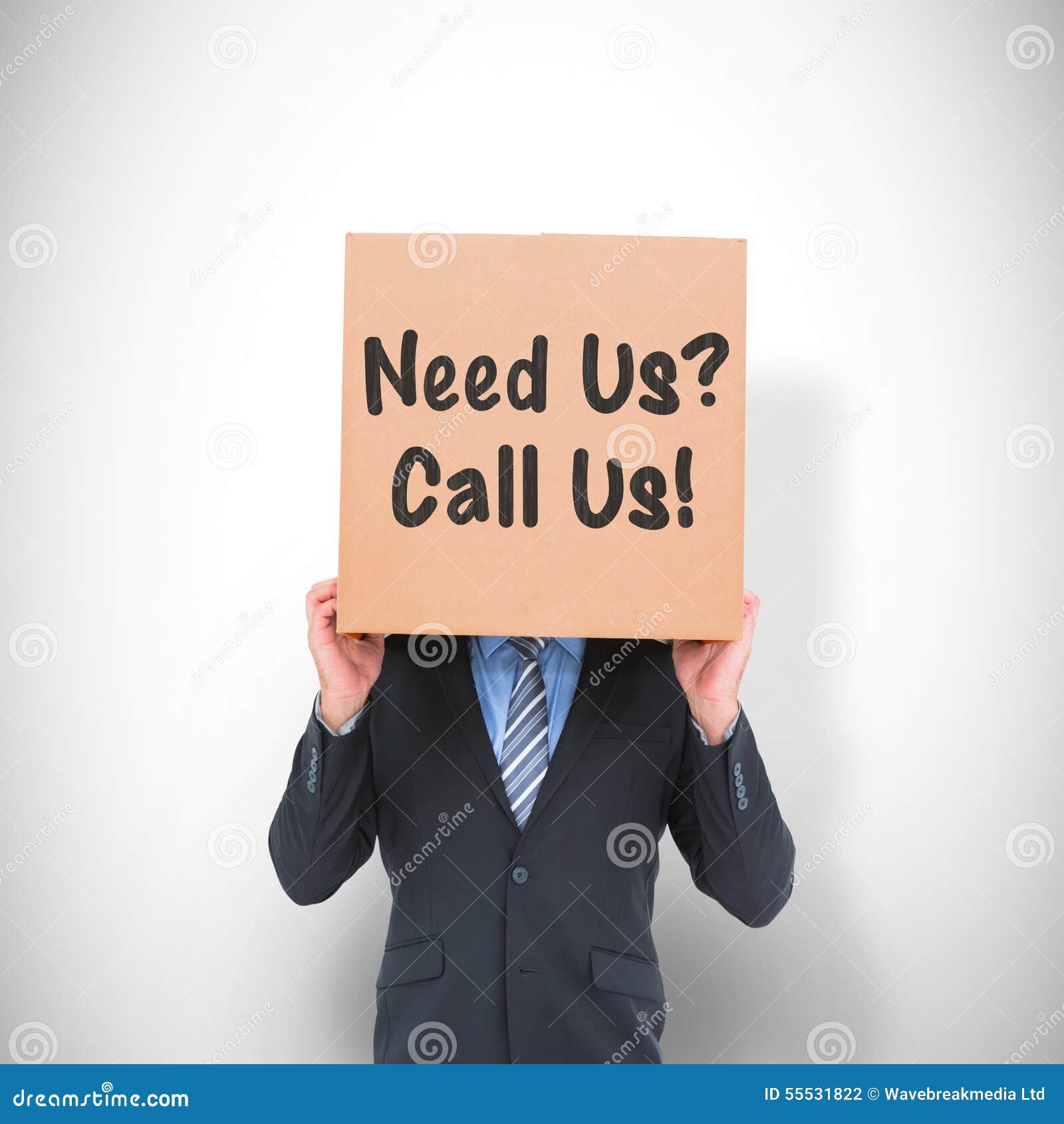 Composite Image of Businessman Hiding Head with a Box Stock Photo ...