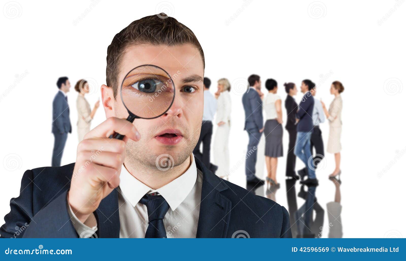 Composite Image of Businessman Looking through Magnifying Glass Stock ...