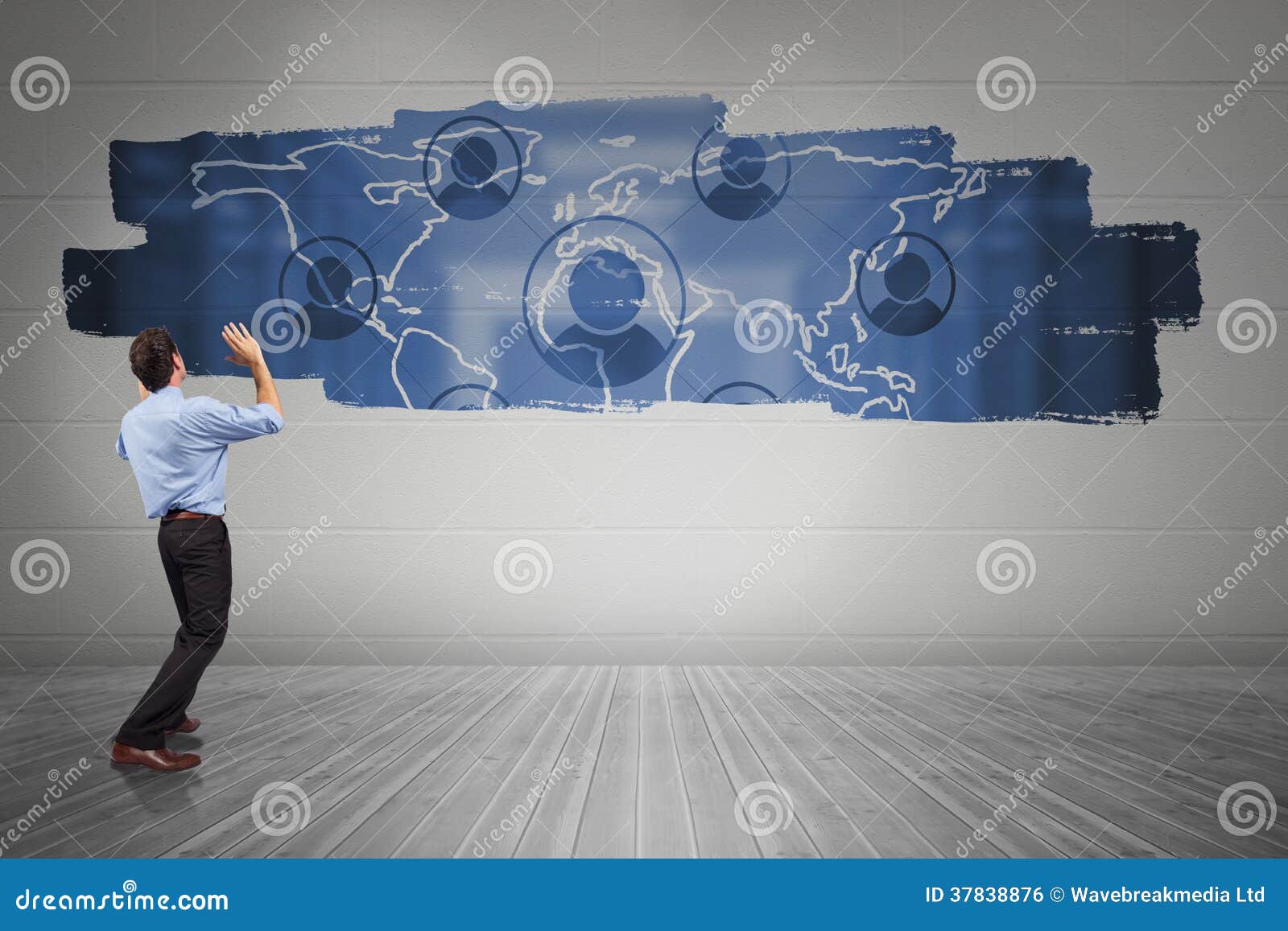 Composite Image of Businessman Posing with Arms Up Stock Photo - Image ...