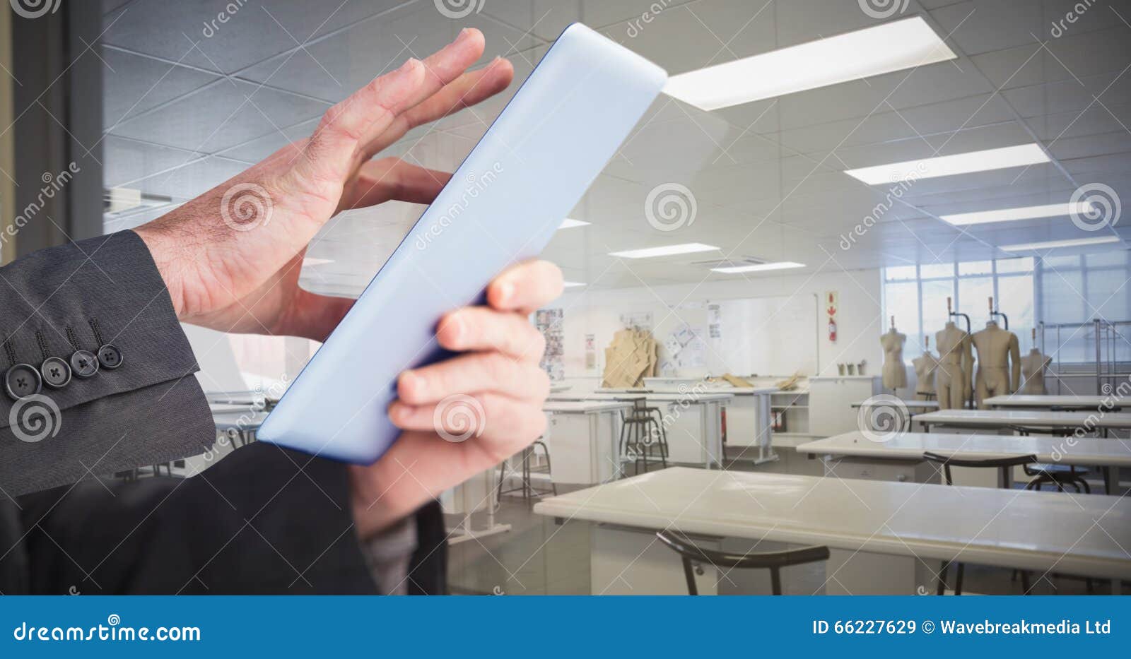 Composite Image of Businessman Scrolling on His Digital Tablet Stock ...